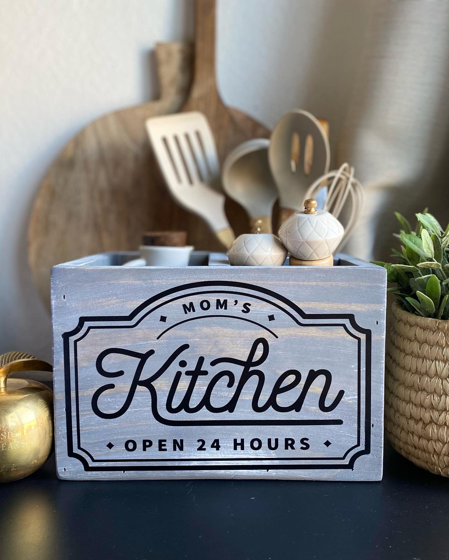 Utensil Storage Box/farmhouse Kitchen Decor/ Rustic Kitchen Decor ...