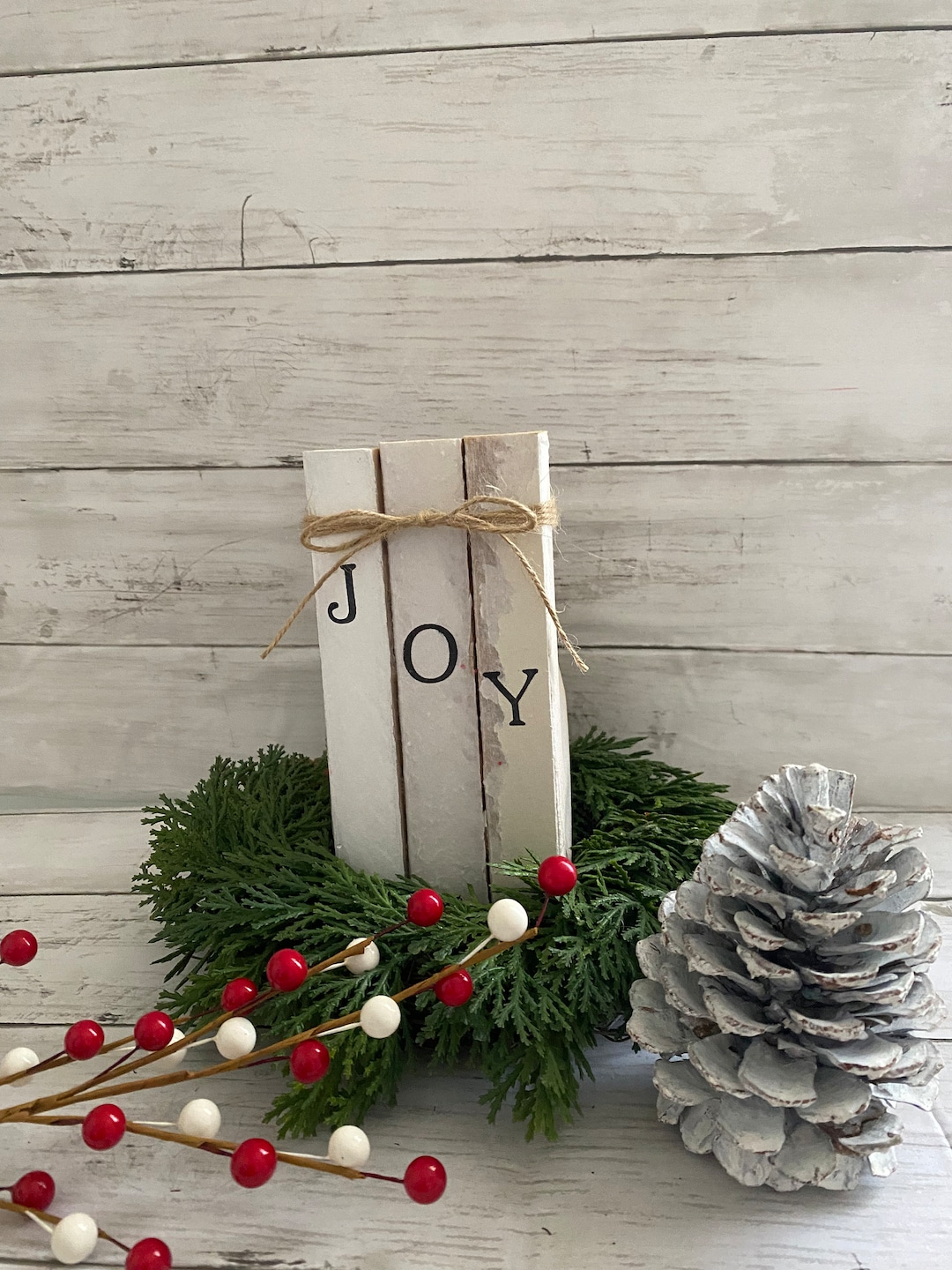 Joy Stamped Stacked Books, Farmhouse Books, Christmas Stamped Books ...