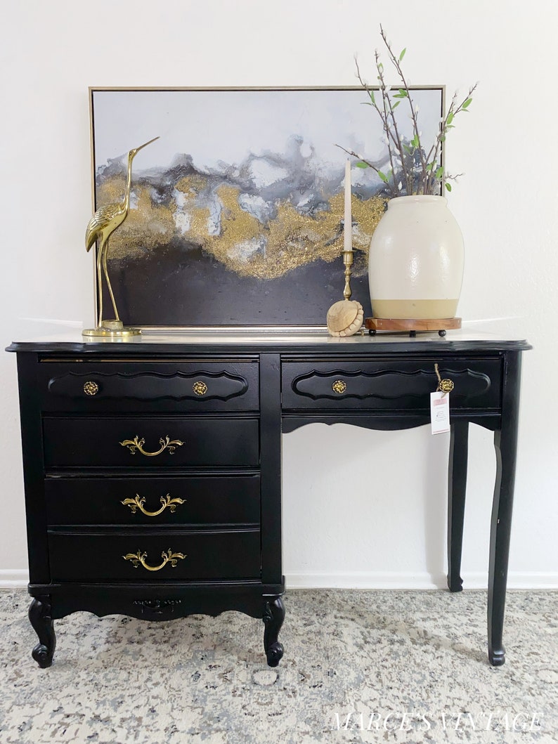 SOLD SOLD SOLD French Provincial Desk/ Black Desk/ Vintage - Etsy