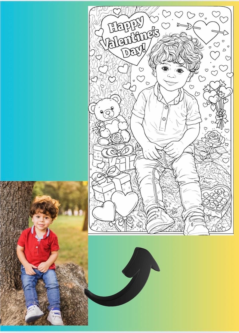 Custom Valentine Coloring Page Personalized Kids & Couples, Printable ...
