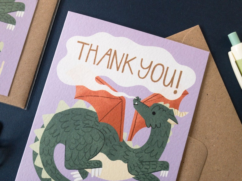 Dragon Thank You Card / You're a Legend / Magical Dragon - Etsy