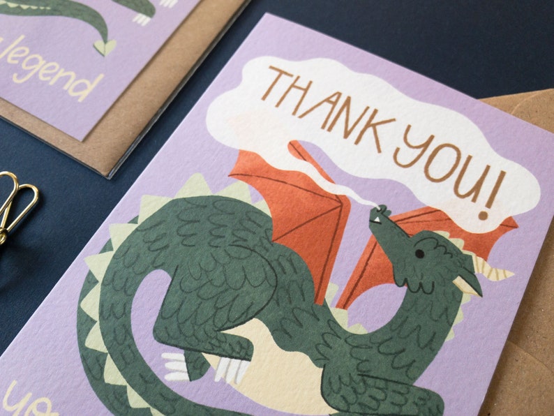 Dragon Thank You Card / You're a Legend / Magical Dragon - Etsy