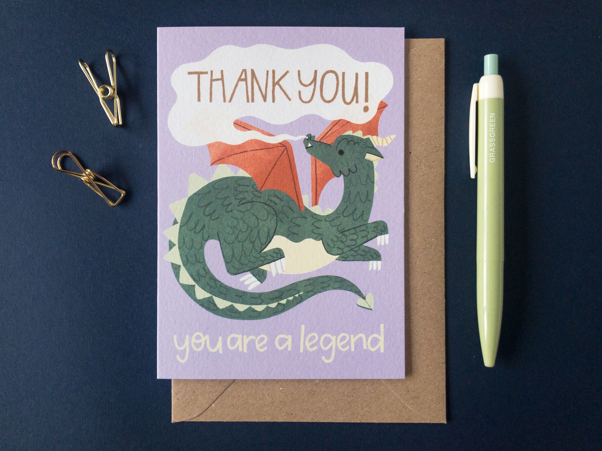 Dragon Thank You Card / You're a Legend / Magical Dragon - Etsy