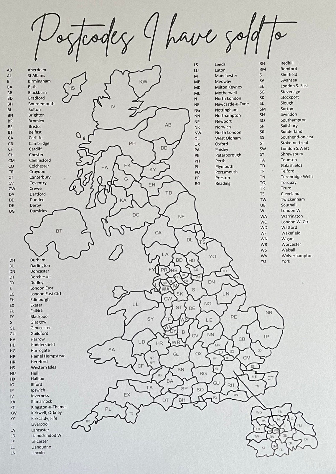 NEW Improved A4 Map/ Postcodes/a4card Map/ A4 Business Map/ - Etsy UK