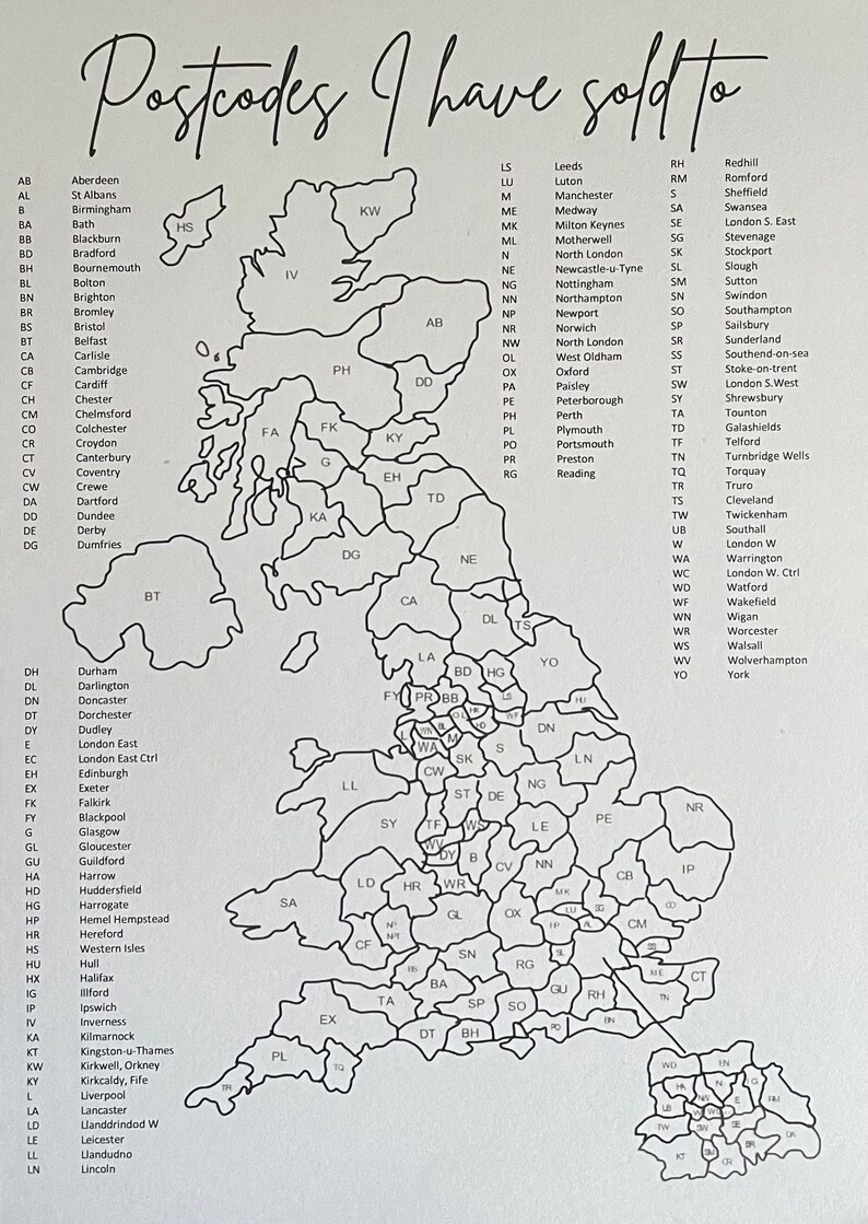 NEW Improved A4 Map/ Postcodes/a4card Map/ A4 Business Map/ - Etsy UK
