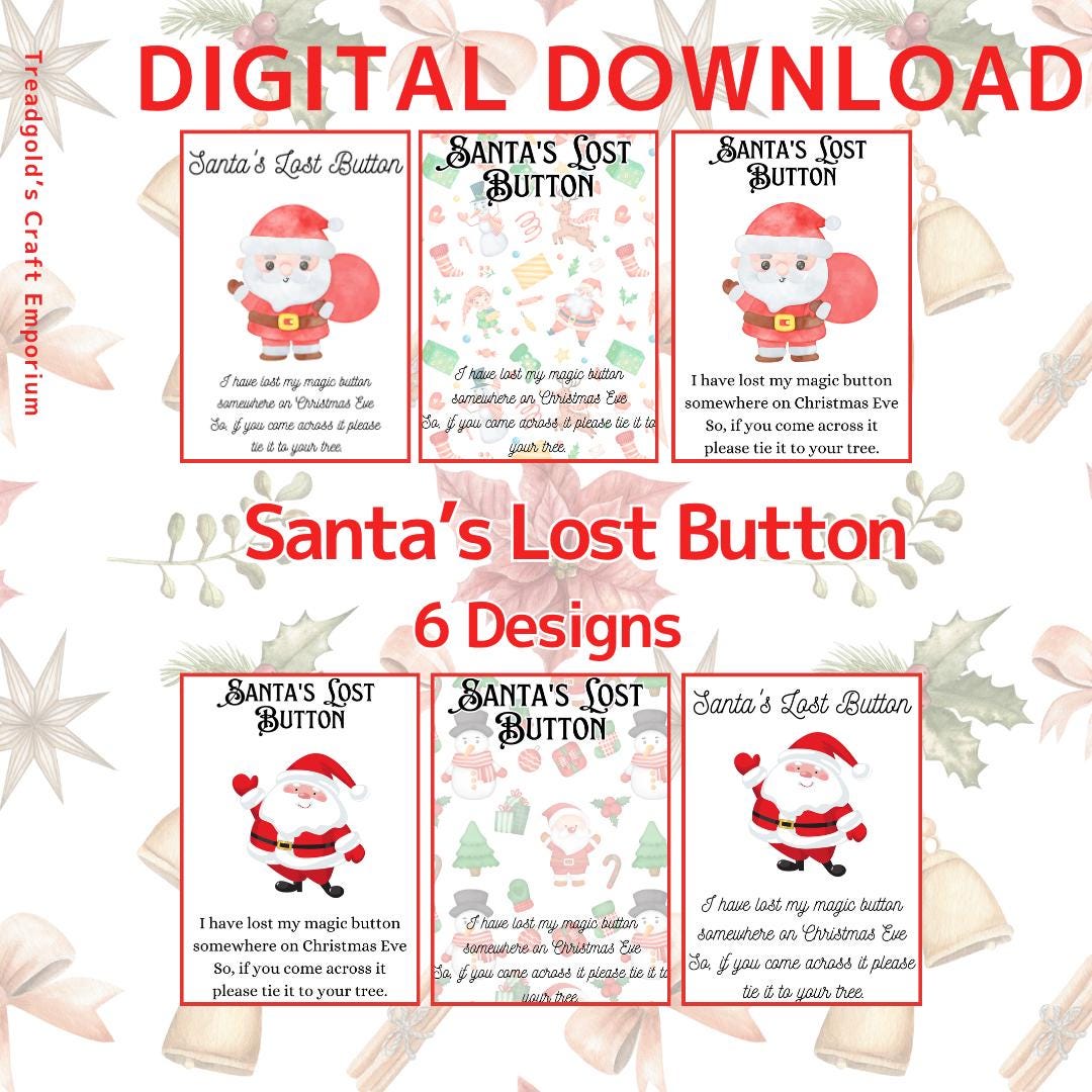 Digital Download - 6 X Santa's Lost Button Digital Designs - Etsy