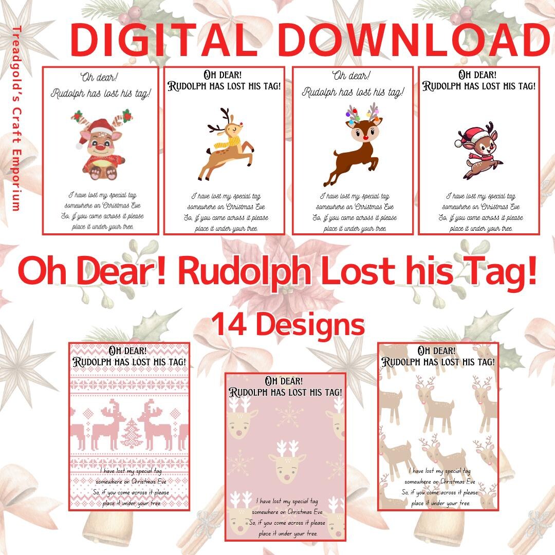 Digital Download - 14 X Rudolph Lost Tag Digital Designs - Etsy
