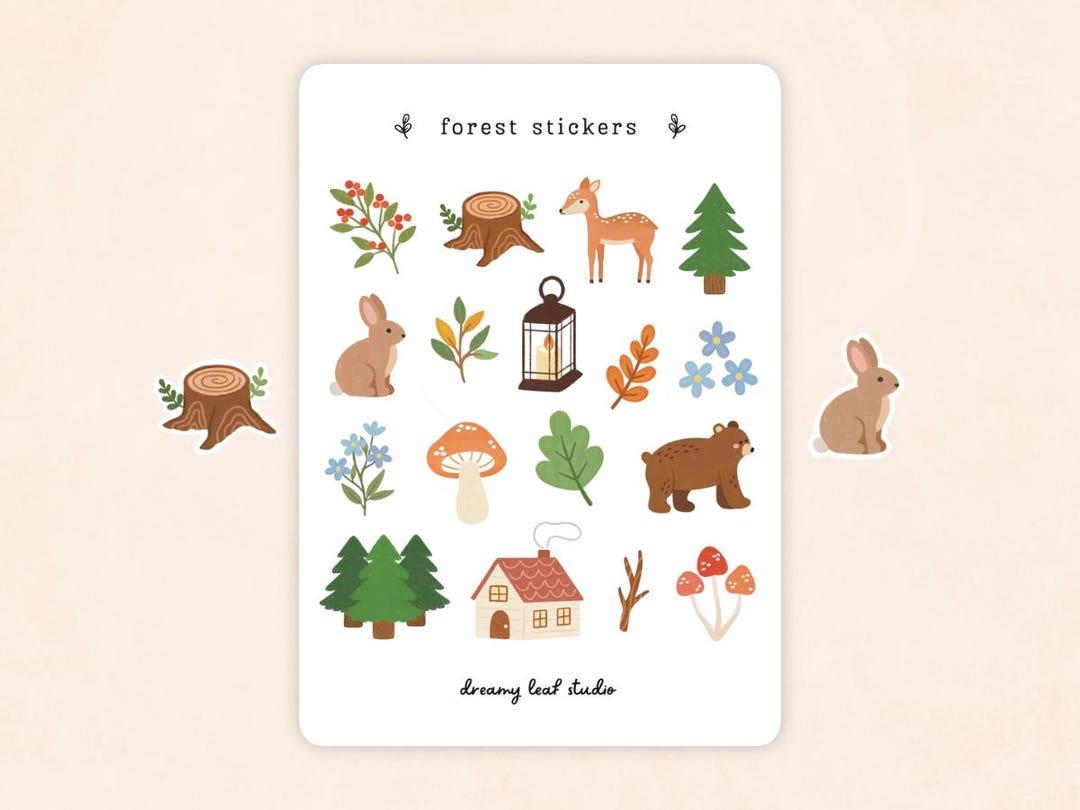 Forest Sticker Sheet | Cute Sticker Sheet | Planner Sticker Sheet ...