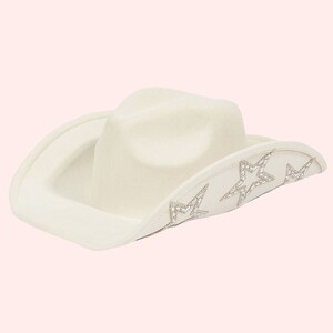Cowgirl Hat Ivory Star Embellished Studded Rhinestone Star Cowboy Hat ...