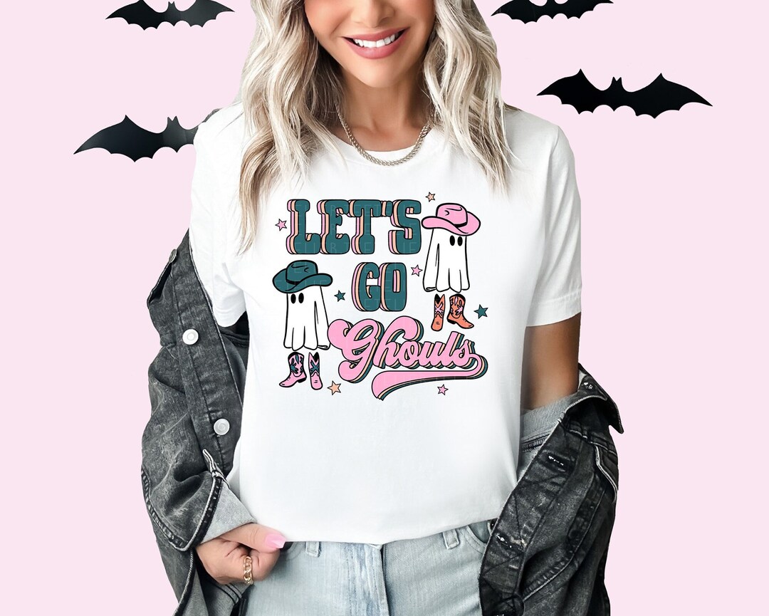 Lets Go Ghouls Shirt Cowboy Halloween Shirt Ghost Cowgirl Graphic Tee ...