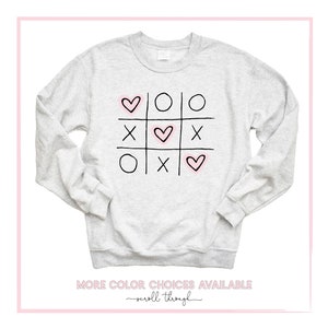 Valentine Sweatshirt XOXO Tic Tac Toe Valentines Shirts for Women Love Heart Cute Crewneck ...