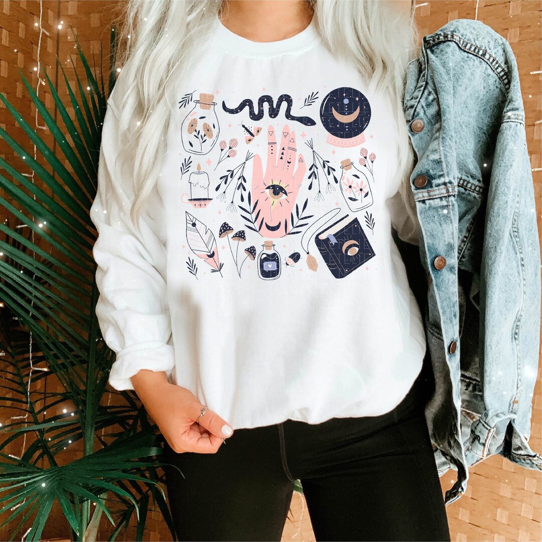 Boho Sweatshirt Vintage Halloween Sweatshirtmystical - Etsy