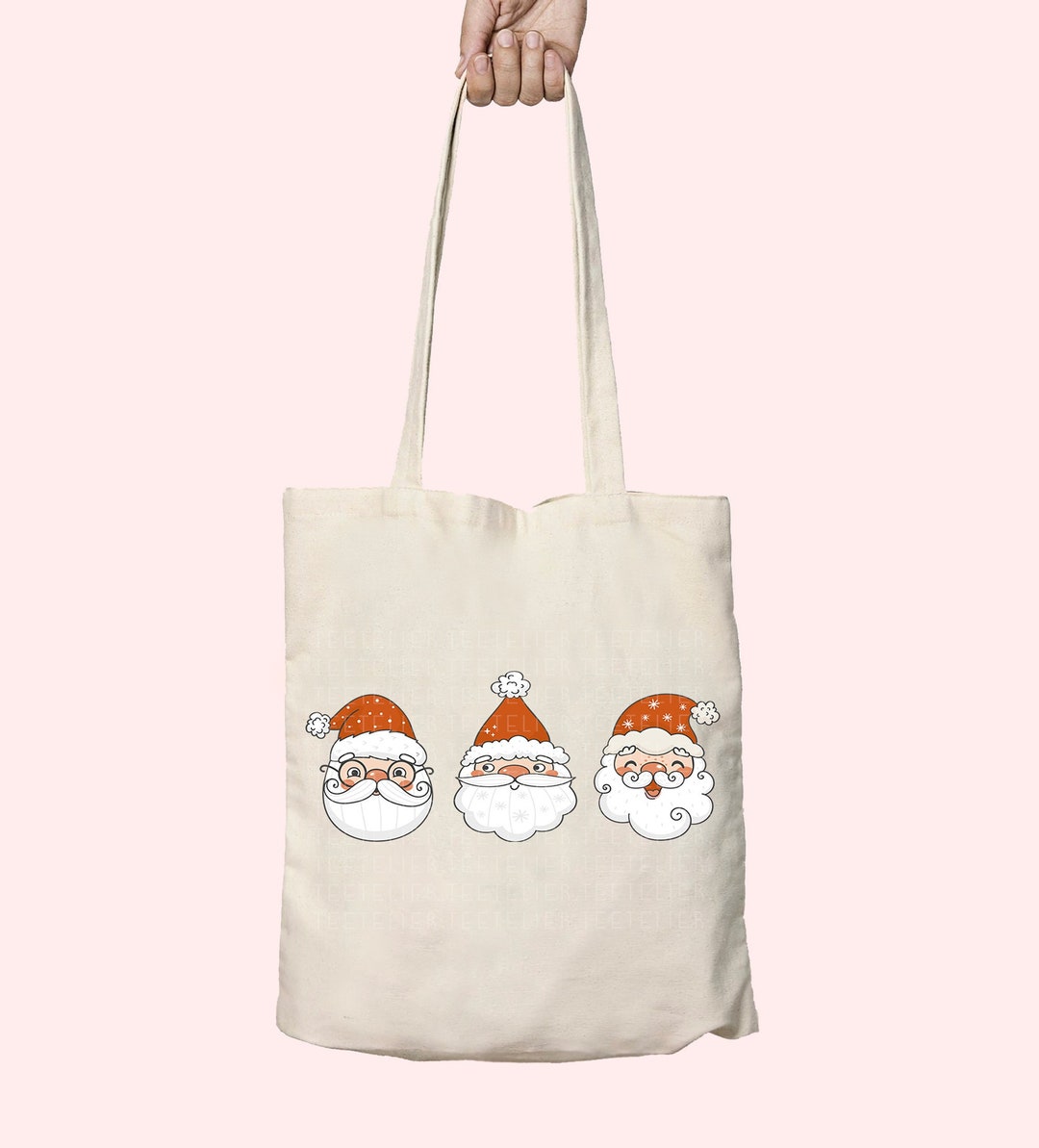 Christmas Tote Bag Santa Tote Santa Claus Totebag Canvas Tote Bag ...