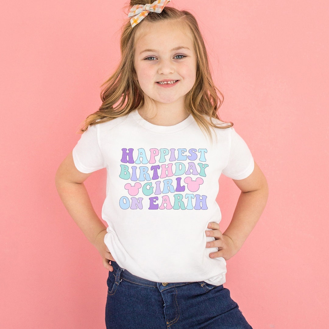 Happiest Birthday Girl On Earth Shirt Cute Birthday Shirt Womens Birthday Shirt Retro Bday