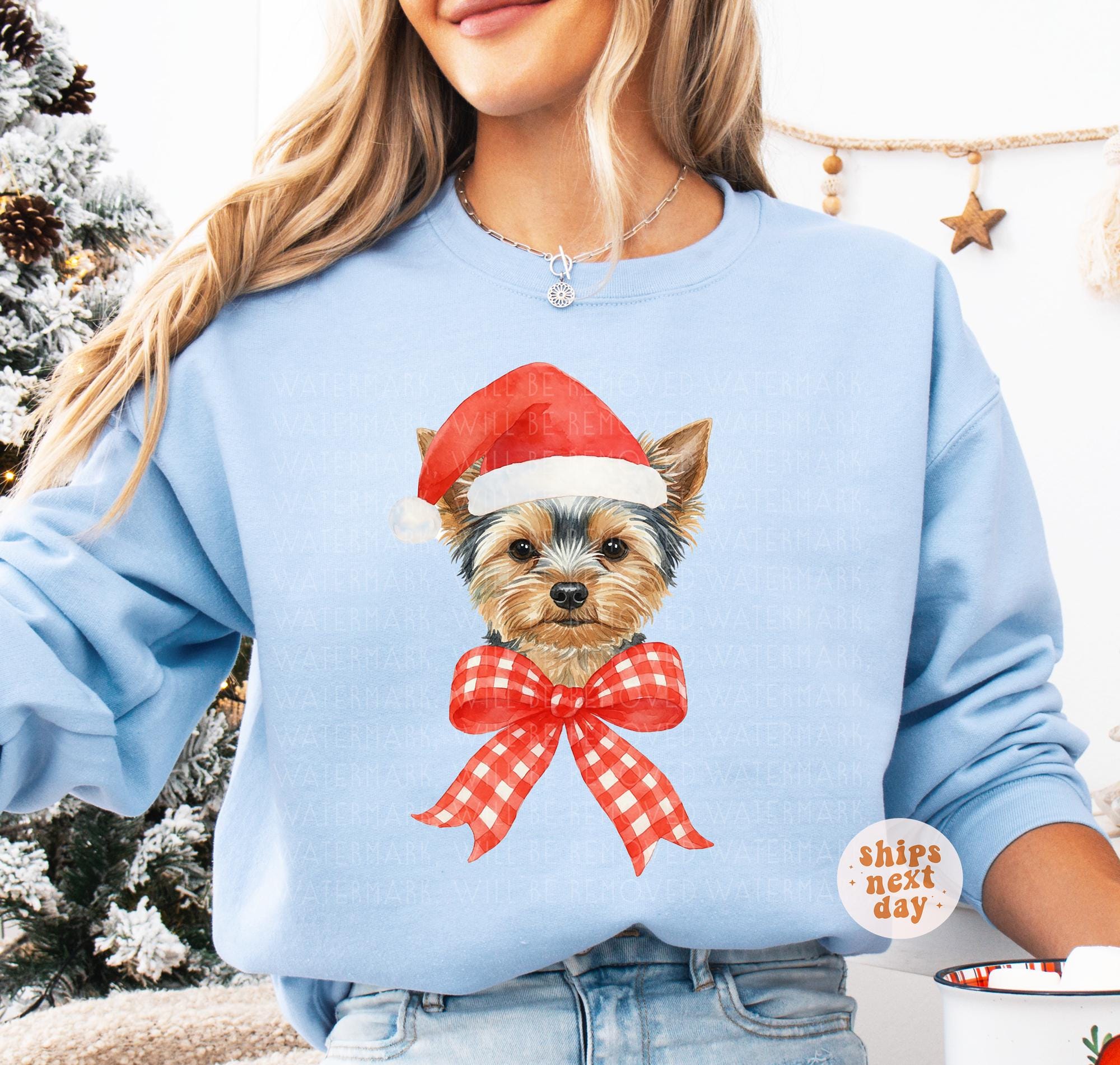 Christmas Yorkie Sweatshirt Yorkshire Terrier Christmas Dog Sweatshirt ...