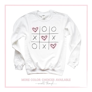 Valentine Sweatshirt XOXO Tic Tac Toe Valentines Shirts for Women Love Heart Cute Crewneck ...