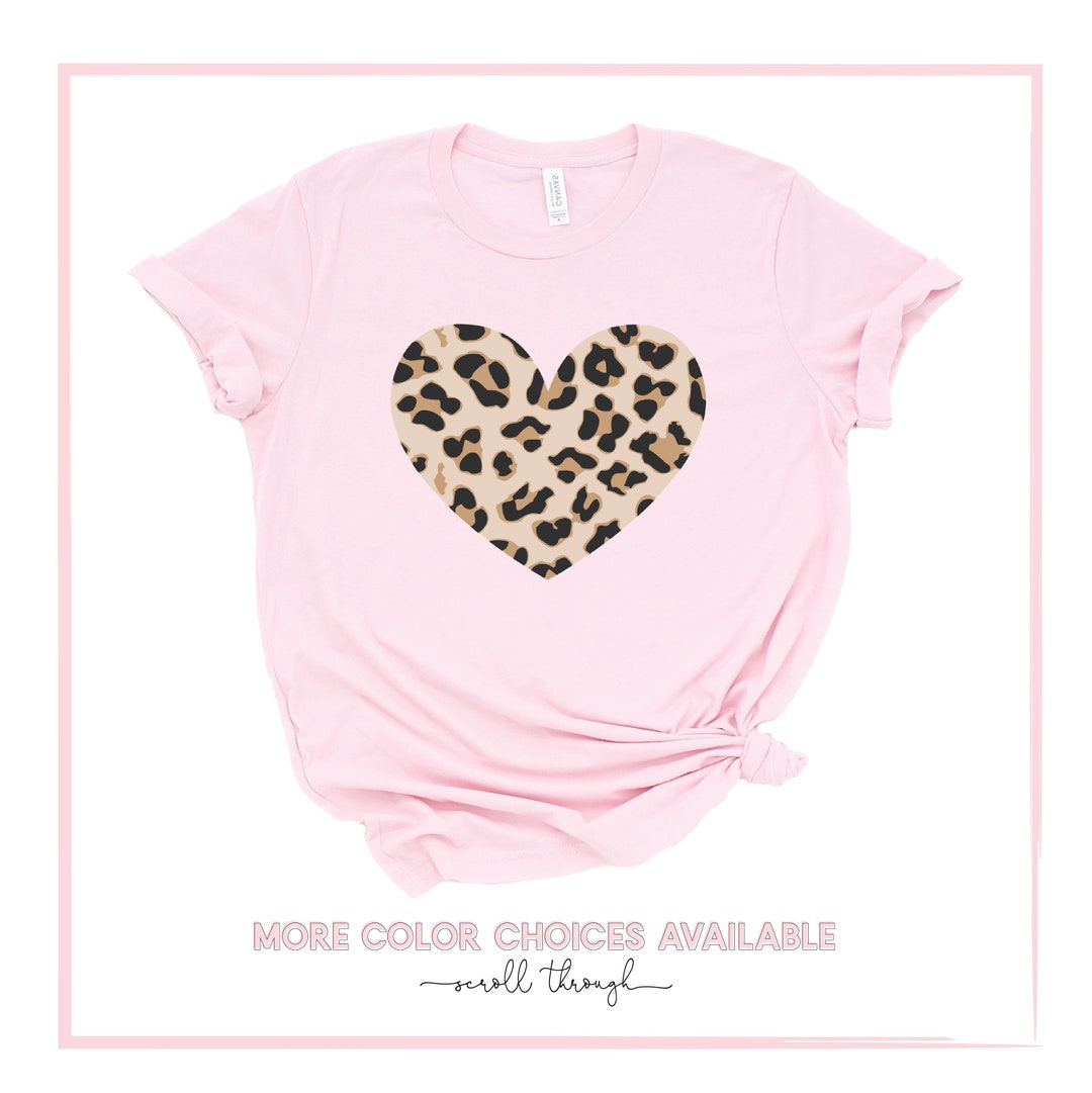 Heart Shirt, Valentines Day Leopard Heart Shirt, Womens Valentine Shirt ...