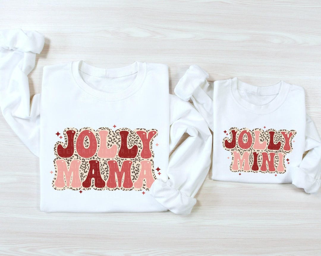 Jolly Mama Jolly Mini Christmas Sweatshirts Mommy and Me Leopard Xmas ...