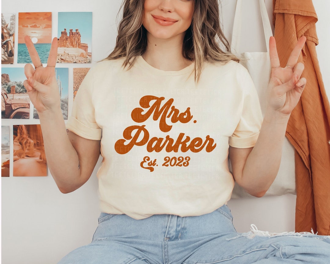 Custom Mrs Shirt Personalized Groovy Mrs Last Name T-shirts Custom Text ...