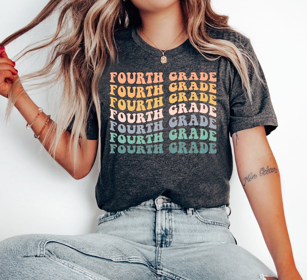 Fourth Grade Teacher Shirt Back to School Shirts Retro Fourth Grade ...
