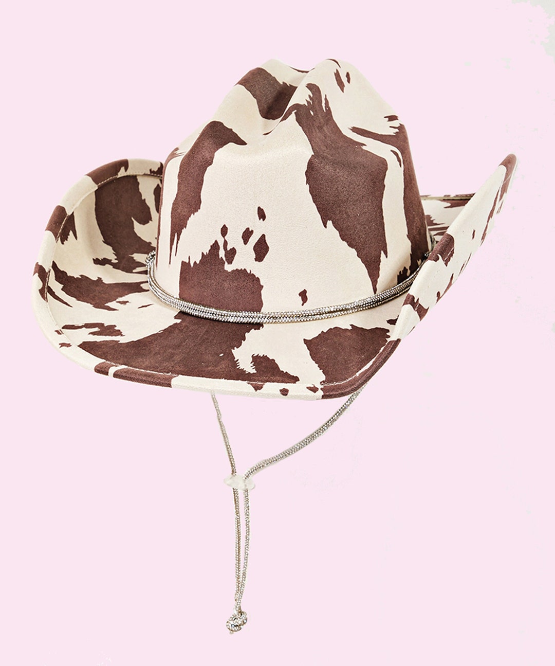 Cow Print Cowboy Hat Brown Rodeo Rhinestone Chin Strap Women's Cowgirl ...