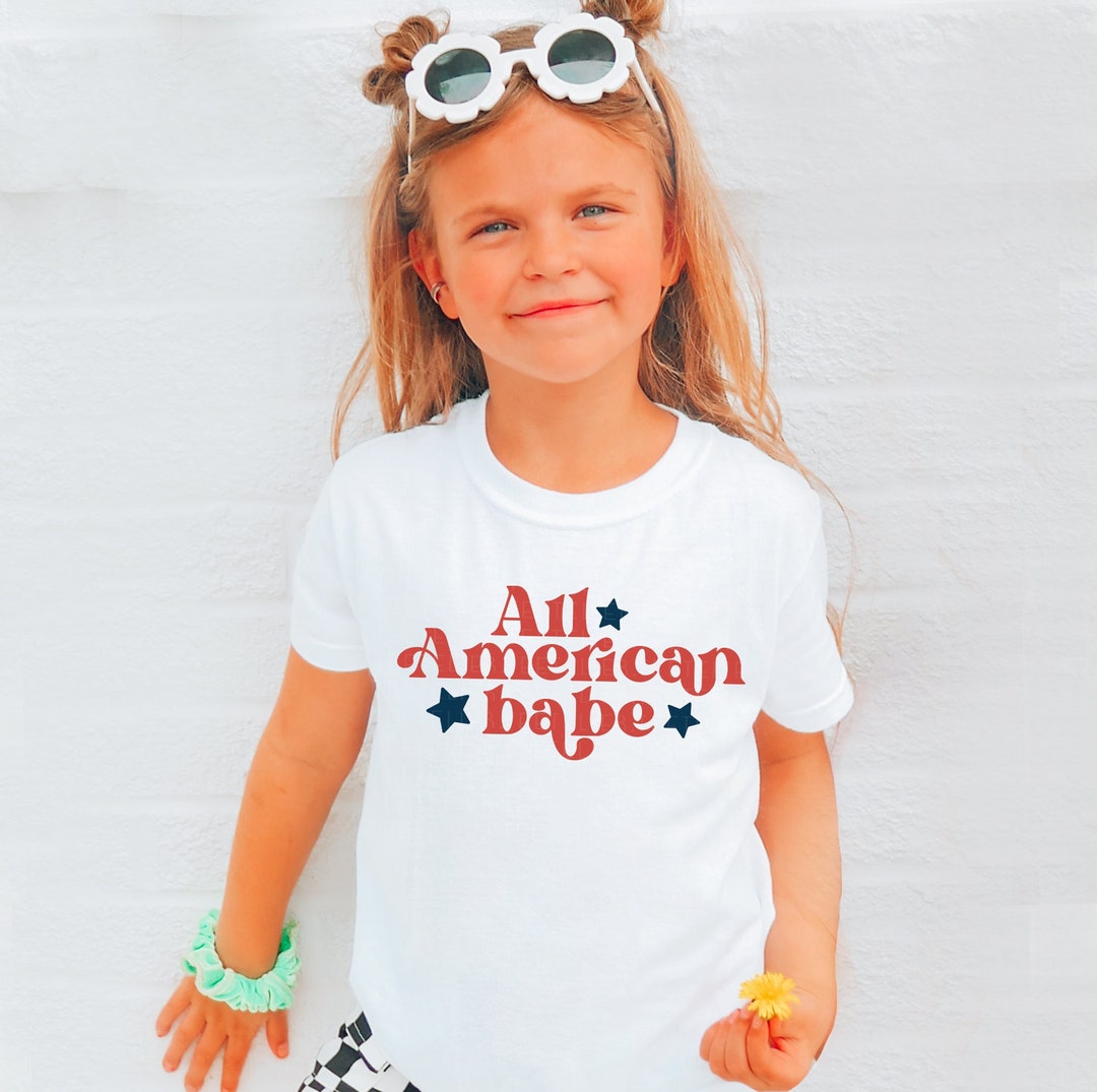4th of July Shirts Toddler Tees Girls Shirt All American Babe T-shirt ...