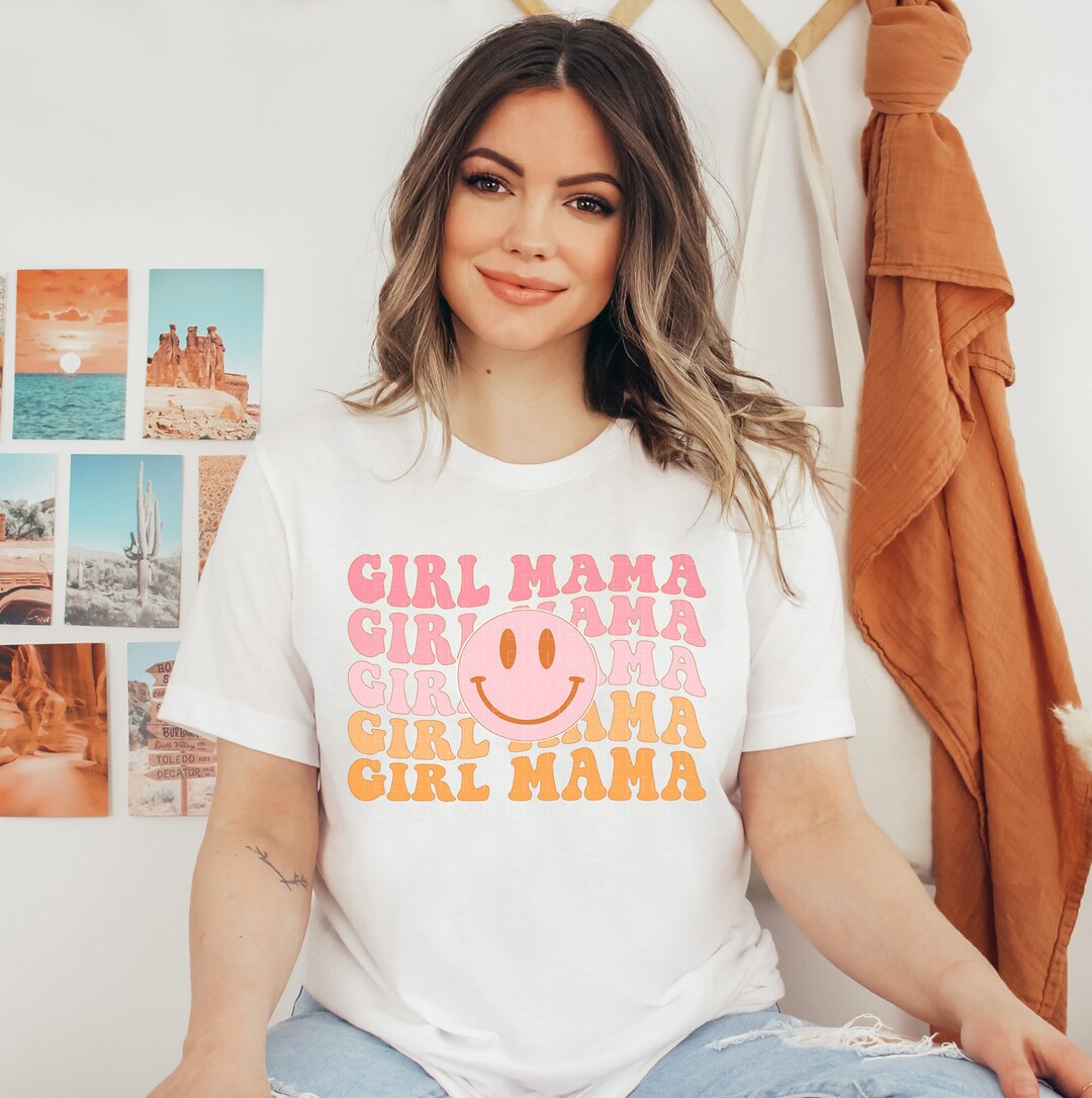 Girl Mama Shirt Groovy Mama Shirts Retro Mom of Girls Graphic Tee ...