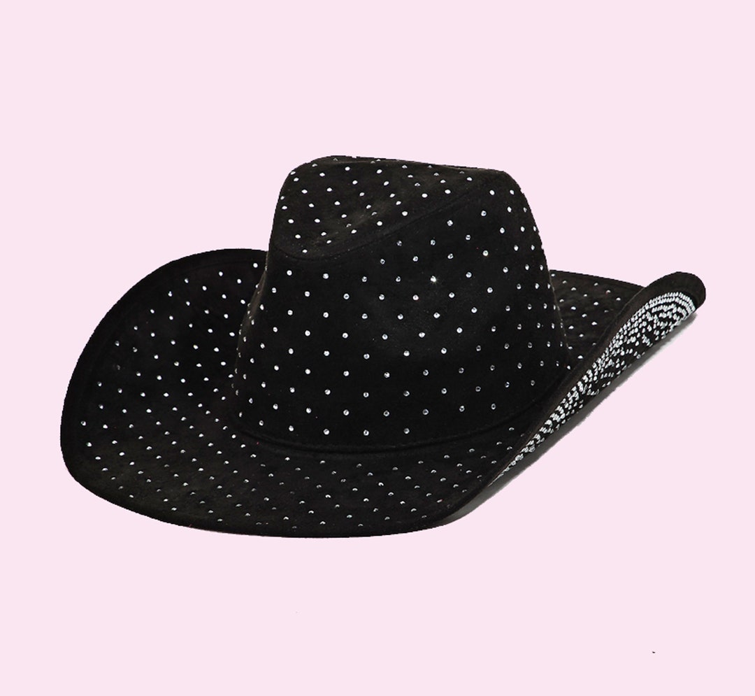 Cowgirl Hat Black Embellished Studded Rhinestone Cowboy Hat Nashville ...