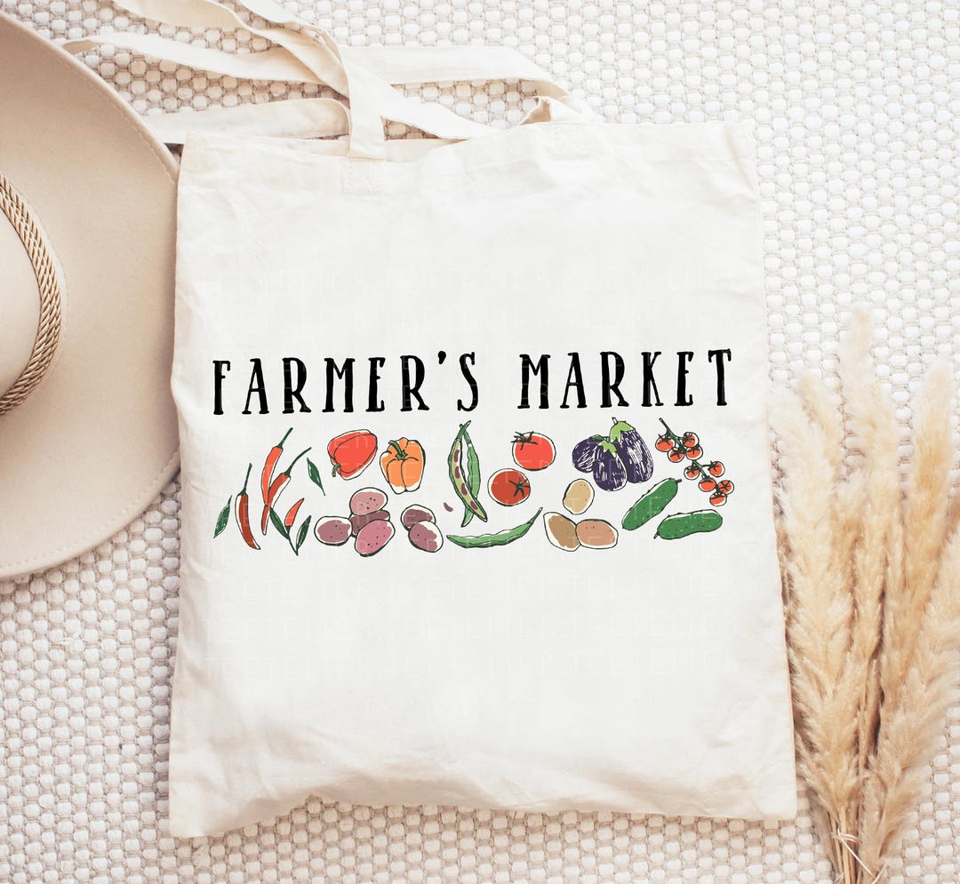 Farmers Market Tote Bag Farmer's Market Tote Vegetable Tote Bag Canvas ...