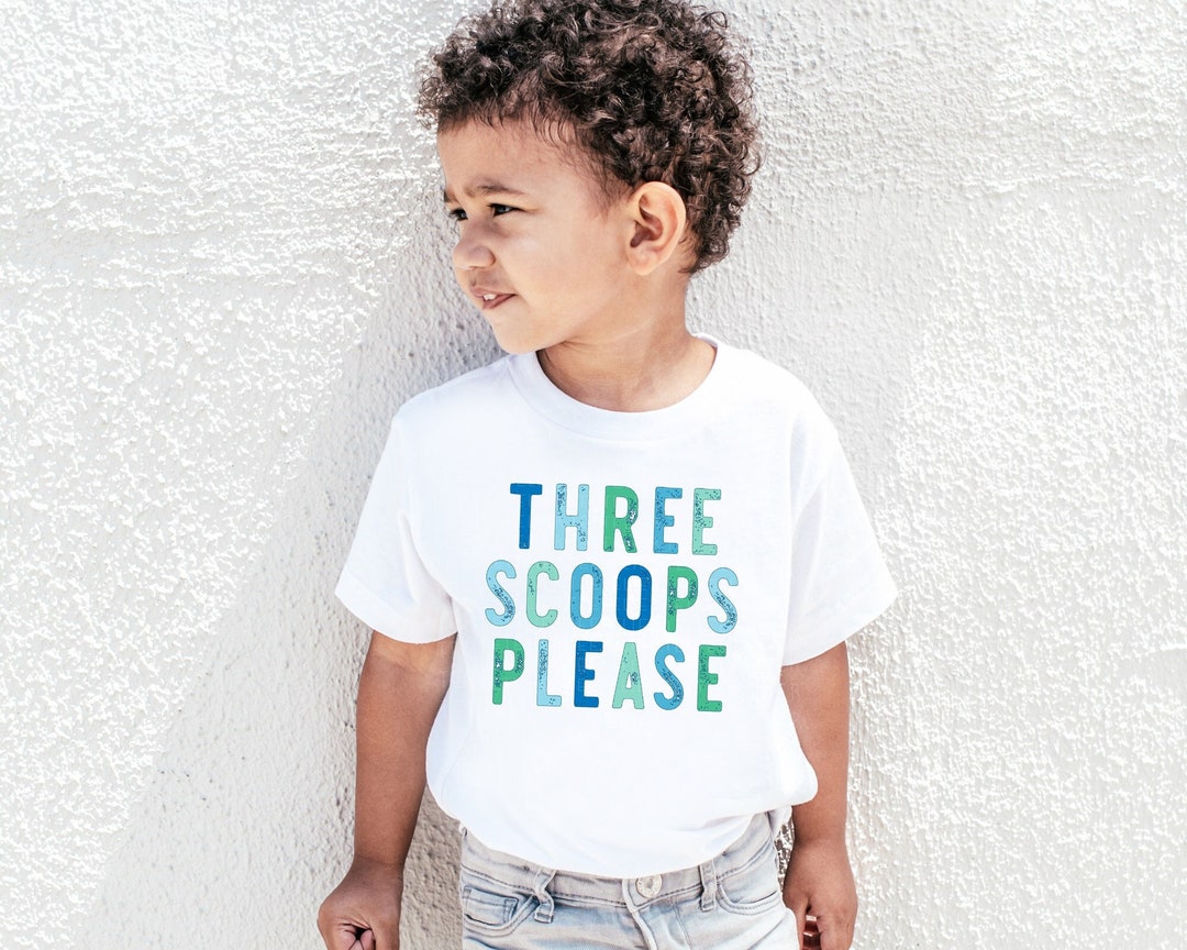 Ice Cream Shirts for Boys Three Scoops Please Shirt Summer Ice Cream 3 Scoops Summer Toddler Tee ...