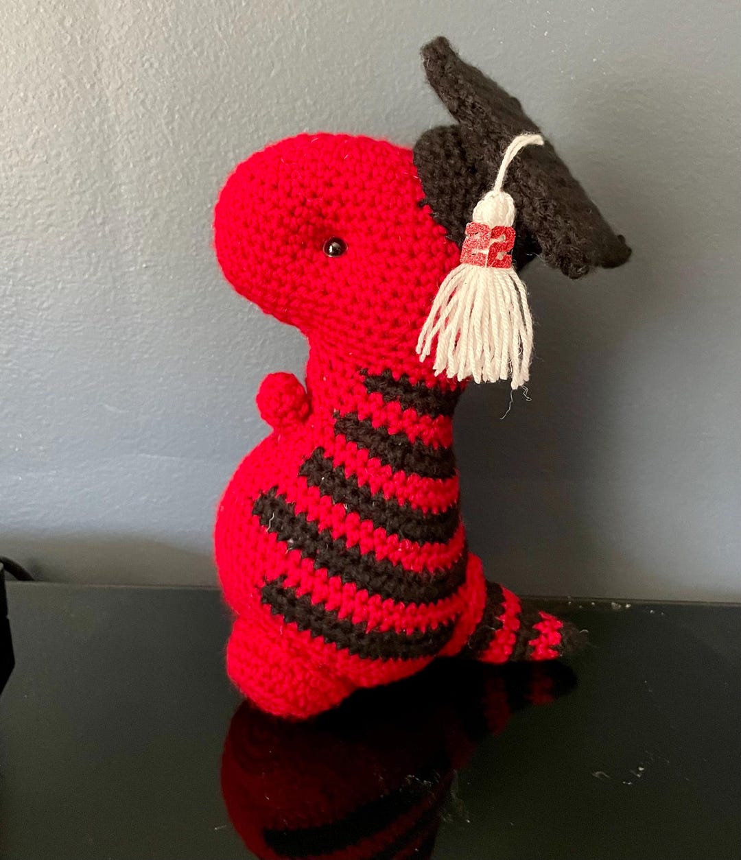 Handmade Crochet Graduation Dino Plushie | Custom Grad Cap & School ...