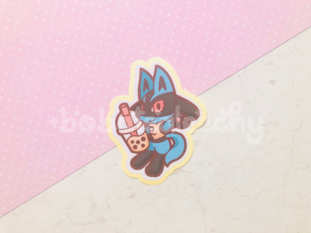 Handmade Lucario Boba Sticker | Die Cut Sticker | Cute | Aesthetic ...