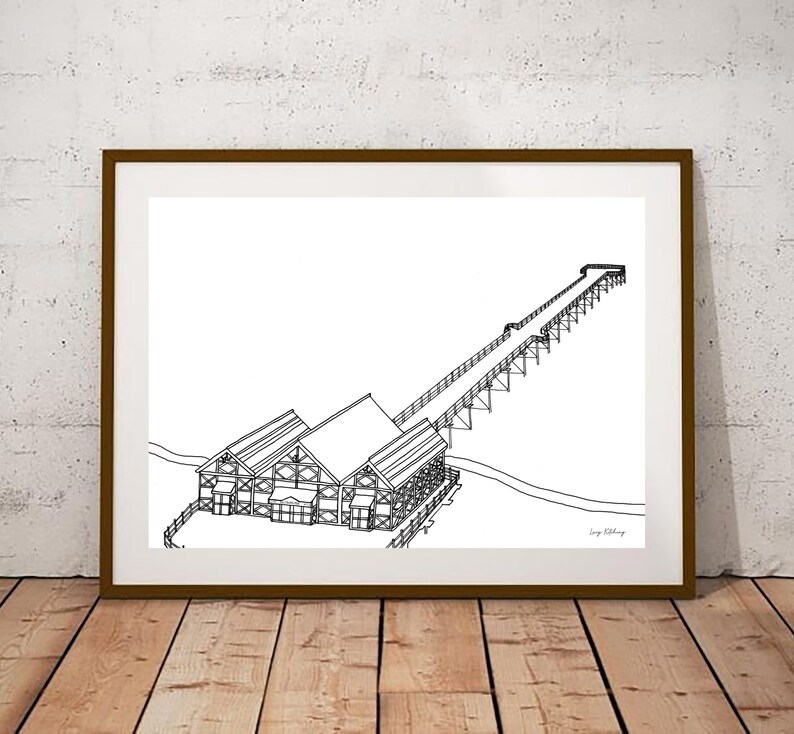 Saltburn Pier Hand Illustrated Print - Etsy UK