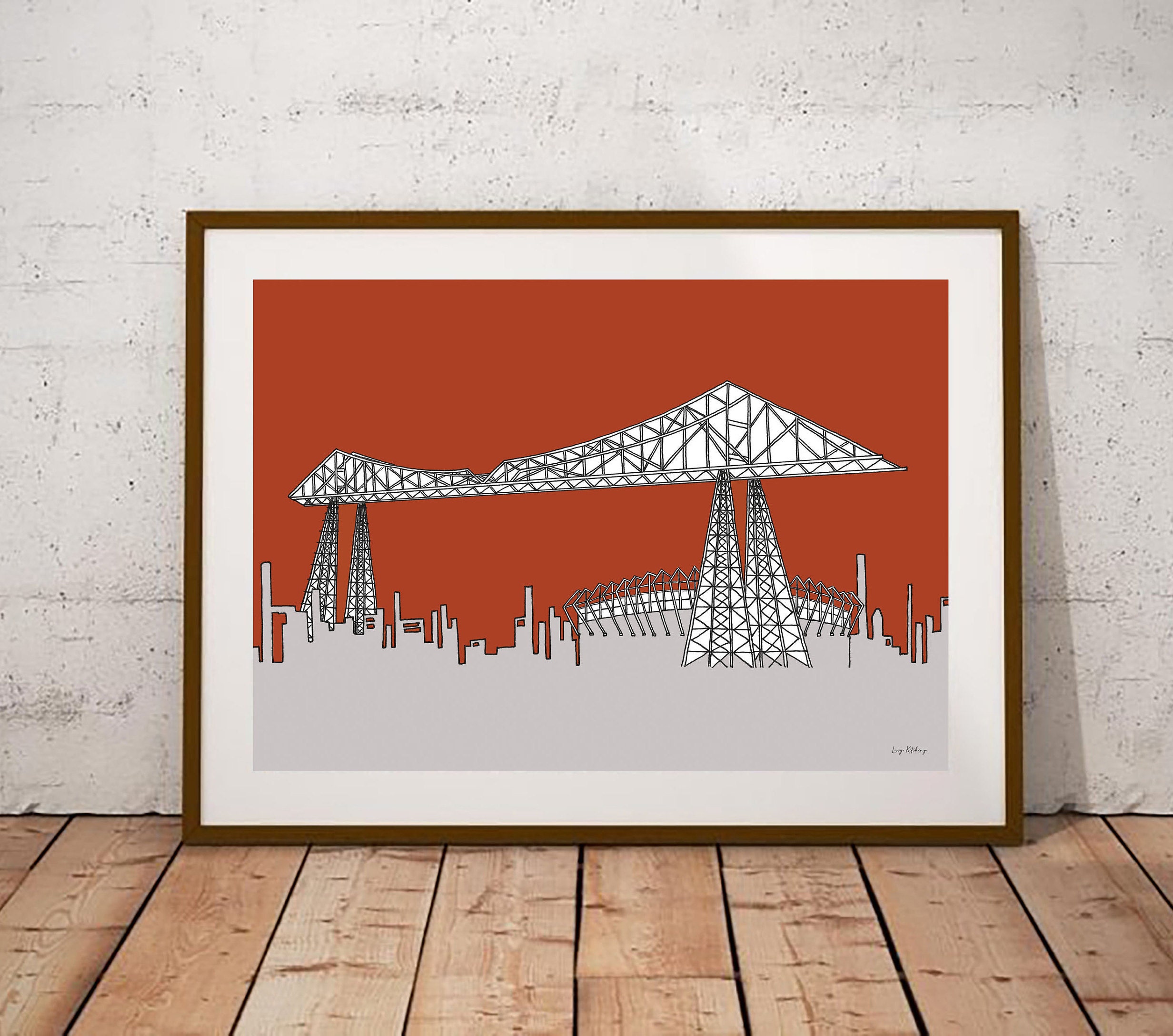 Transporter Bridge Riverside Stadium Teesside Skyline Hand - Etsy