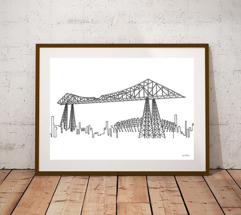 Transporter Bridge Riverside Stadium Teesside Skyline Hand - Etsy