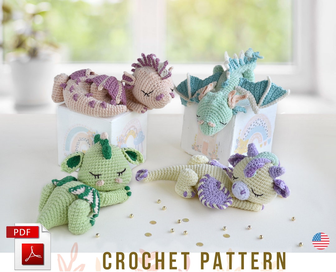 Sleeping Crochet Dragons Amigurumi Pattern, Pdf, Eng, Ger, Ita - Etsy