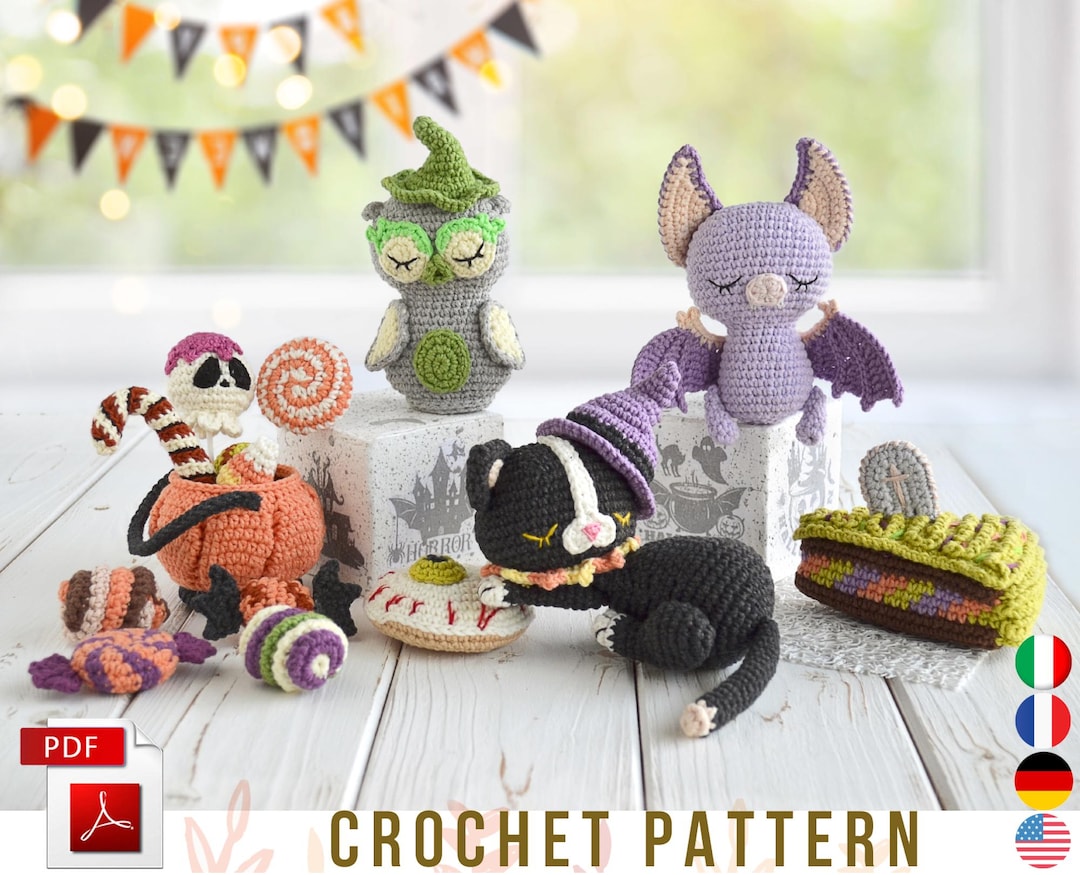 Halloween Crochet Pattern Creepy Cute Sleeping Mini Halloween Amigurumi ...