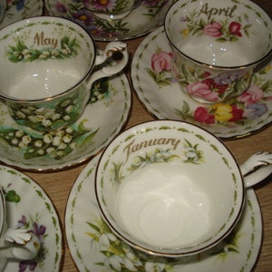Royal Albert Flower of the Month Tea Cup and Saucer Complete Set of 12 ...