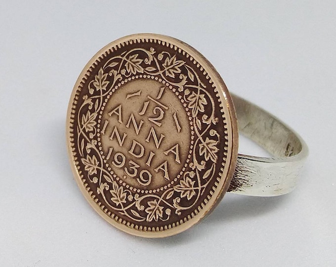 Steeling Silver Old Coin Ring With the Half Anna Coin of India India ...
