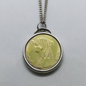 Handmade Vintage Coin Pendant, Egyptian Cleopatra Coin Sterling Silver ...
