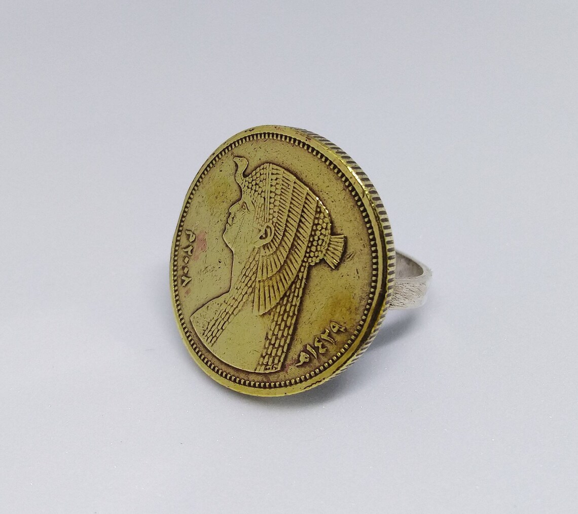 Handmade Vintage Coin Ring Egyptian Cleopatra Coin Sterling | Etsy
