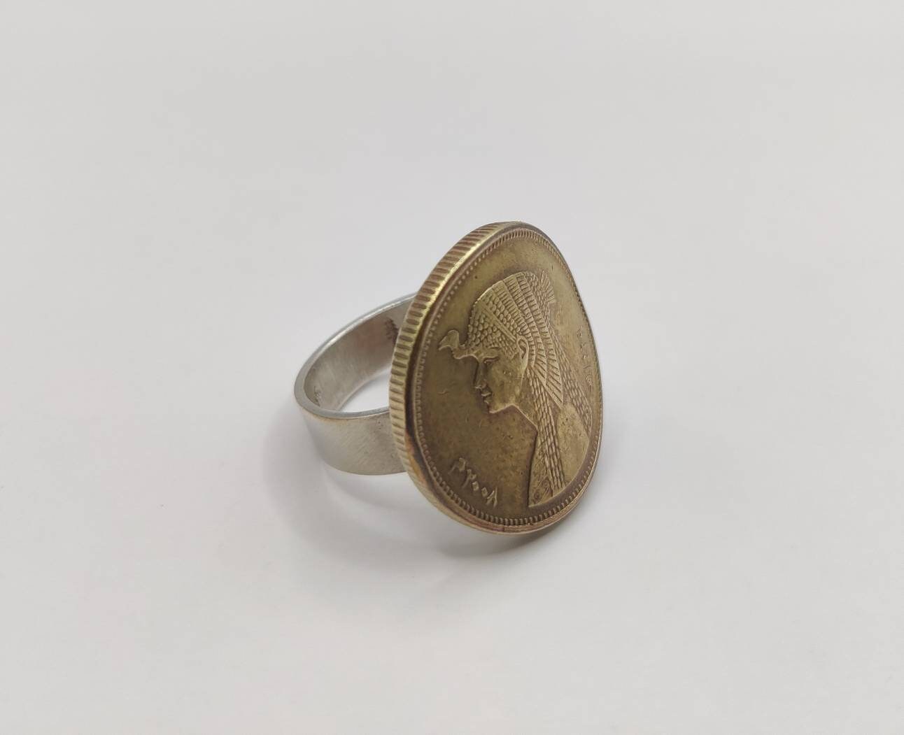 Handmade Vintage Coin Ring Egyptian Cleopatra Coin Sterling - Etsy