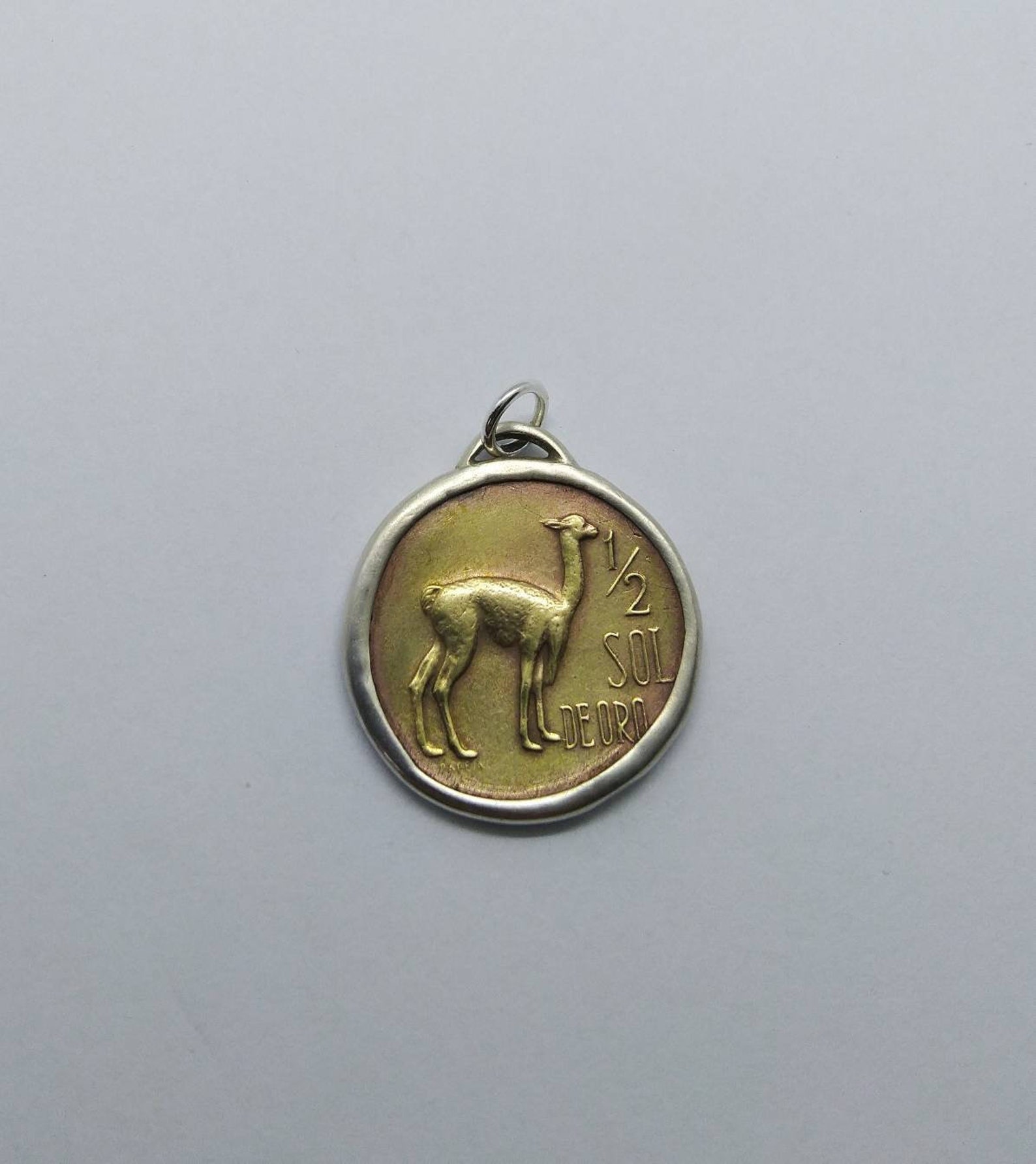 Handmade Vintage Coin Pendant, Peruvian Vicuña Coin Sterling Silver ...