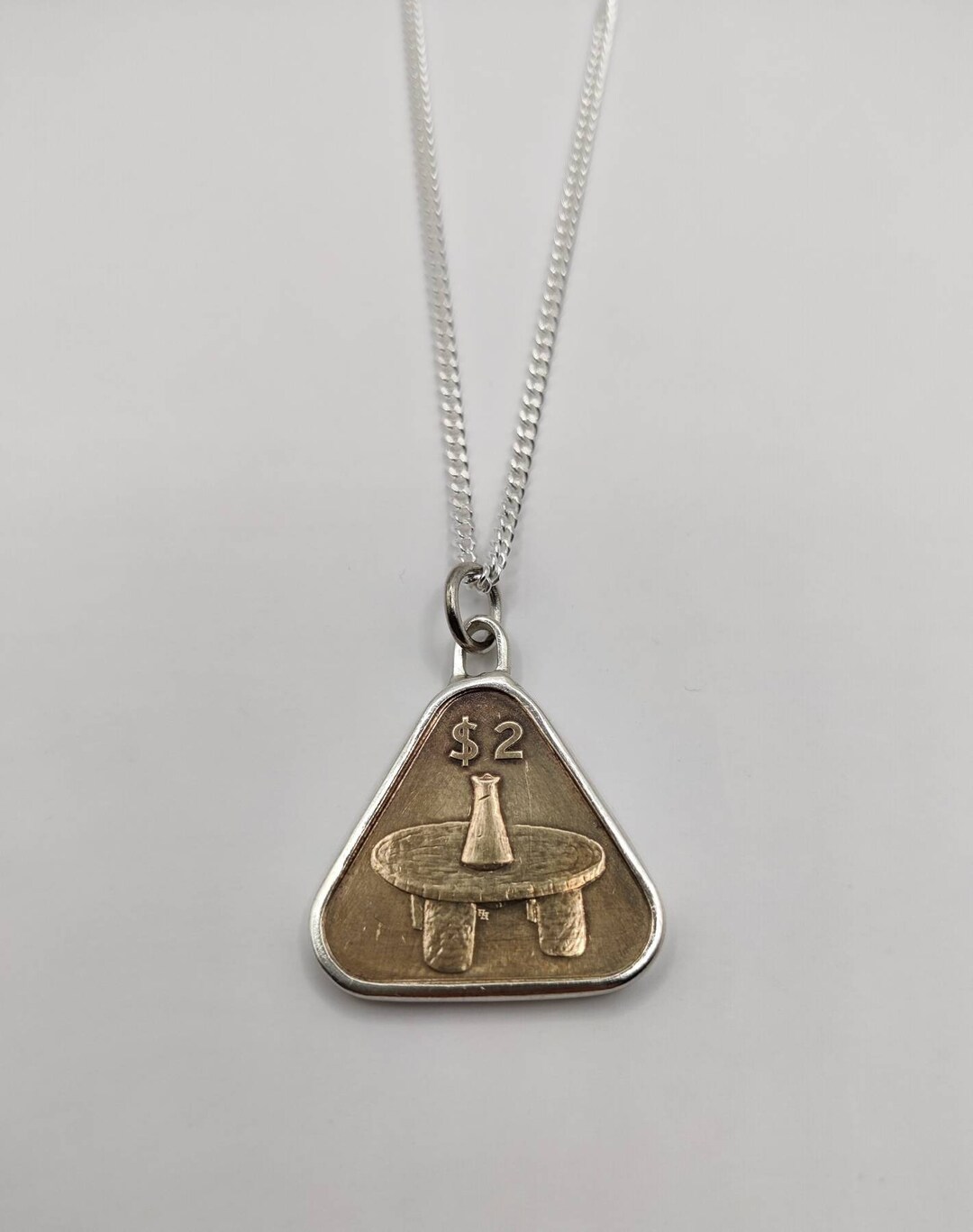 Handmade Coin Pendant, Cook Islands Triangular Coin Sterling Silver ...