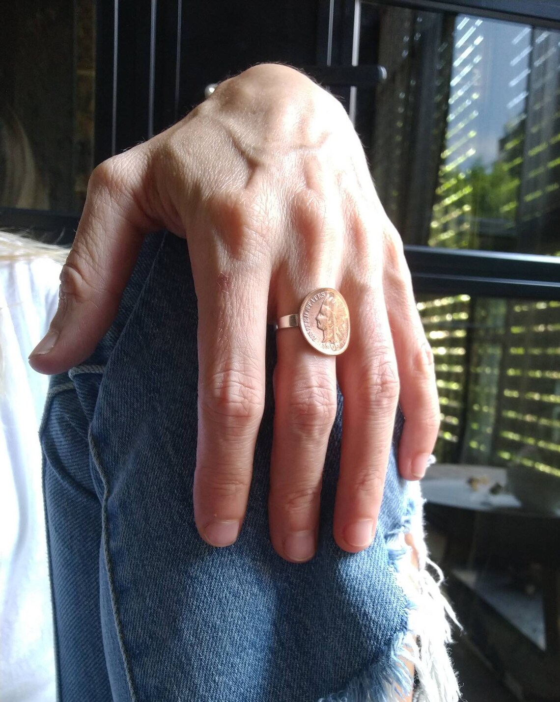 Handmade Antique Coin Ring, USA American Indian Head Penny Sterling ...