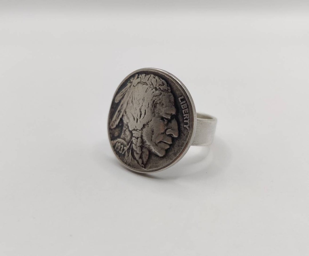 Handmade Sterling Silver Buffalo Nickel Coin Ring - Vintage USA - Etsy