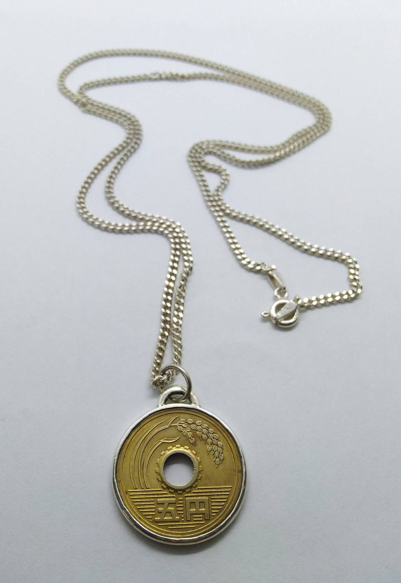 Handmade Vintage Coin Pendant Japanese 5 Yen Lucky Coin - Etsy