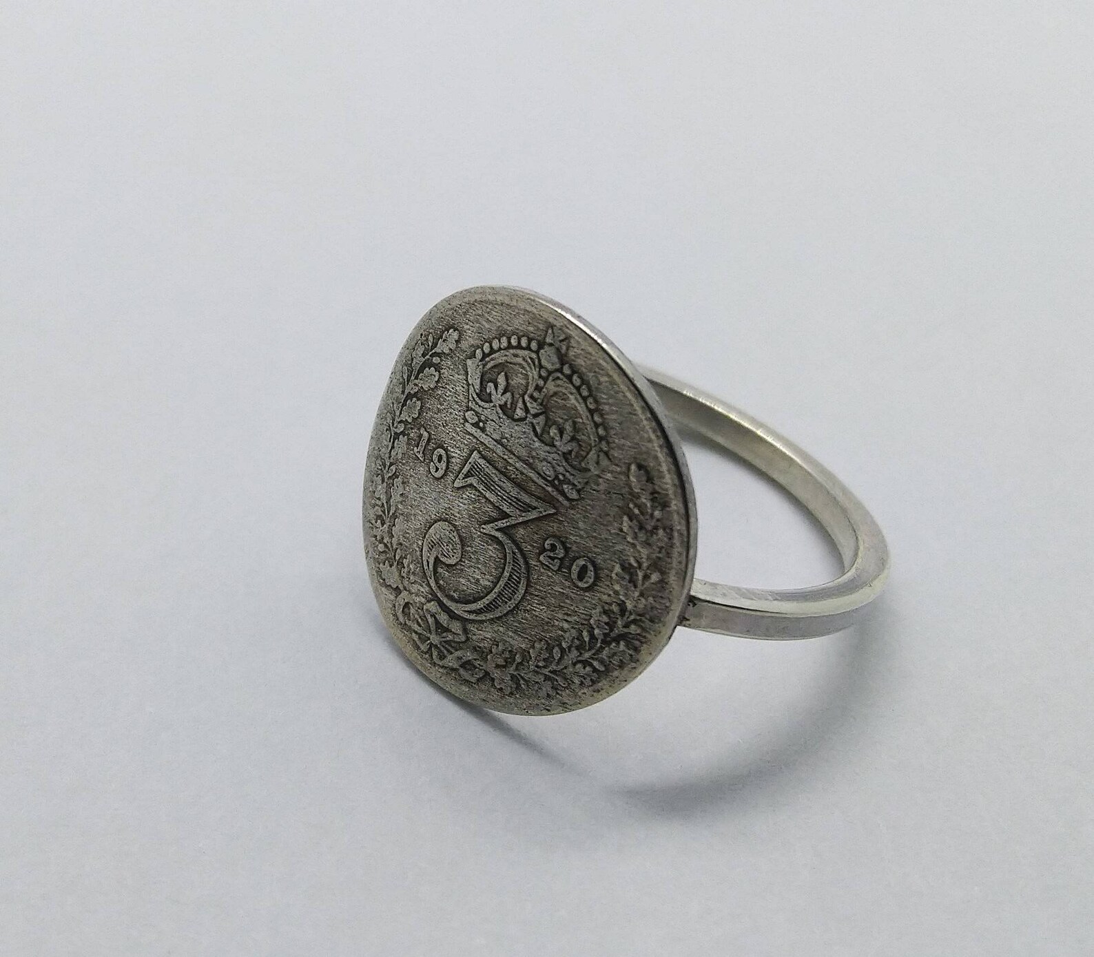 Handmade Antique Coin Ring United Kingdom 3 Pence Silver Coin - Etsy