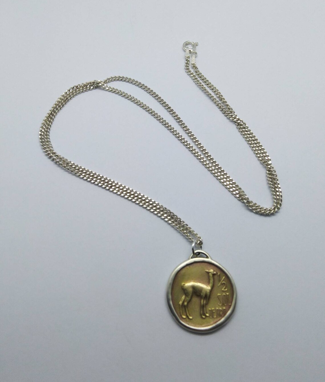 Handmade Vintage Coin Pendant Peruvian Vicuña Coin Sterling | Etsy