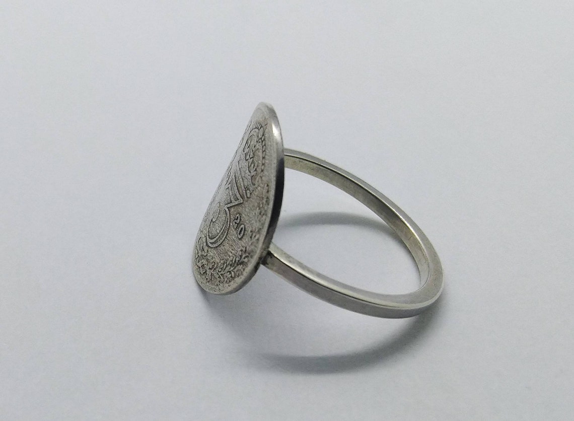 Handmade Antique Coin Ring United Kingdom 3 Pence Silver Coin - Etsy
